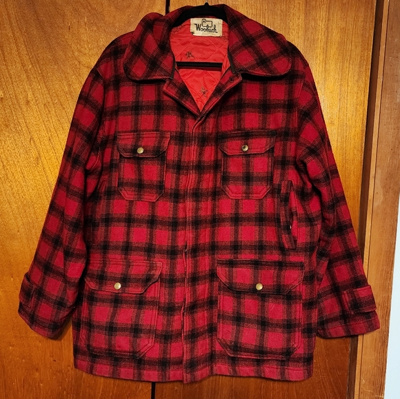 Woolrich | Jackets & Coats | Woolrich Wool Hunting Red Plaid Check ...
